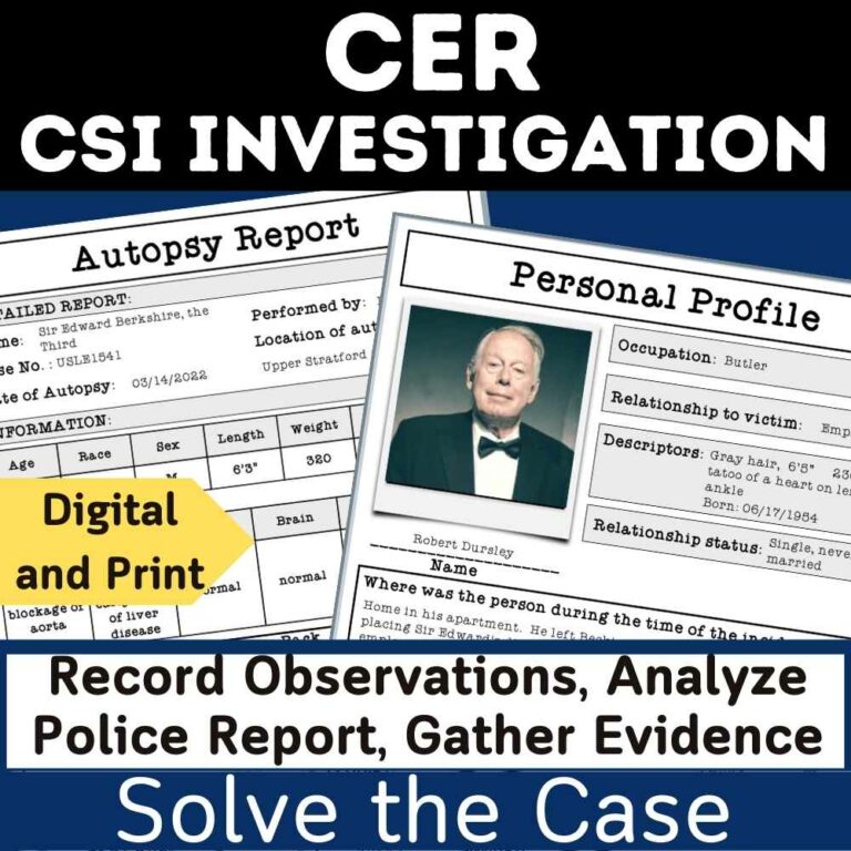 Claim Evidence Reasoning (CER) Practice | Solve the Case CSI ...