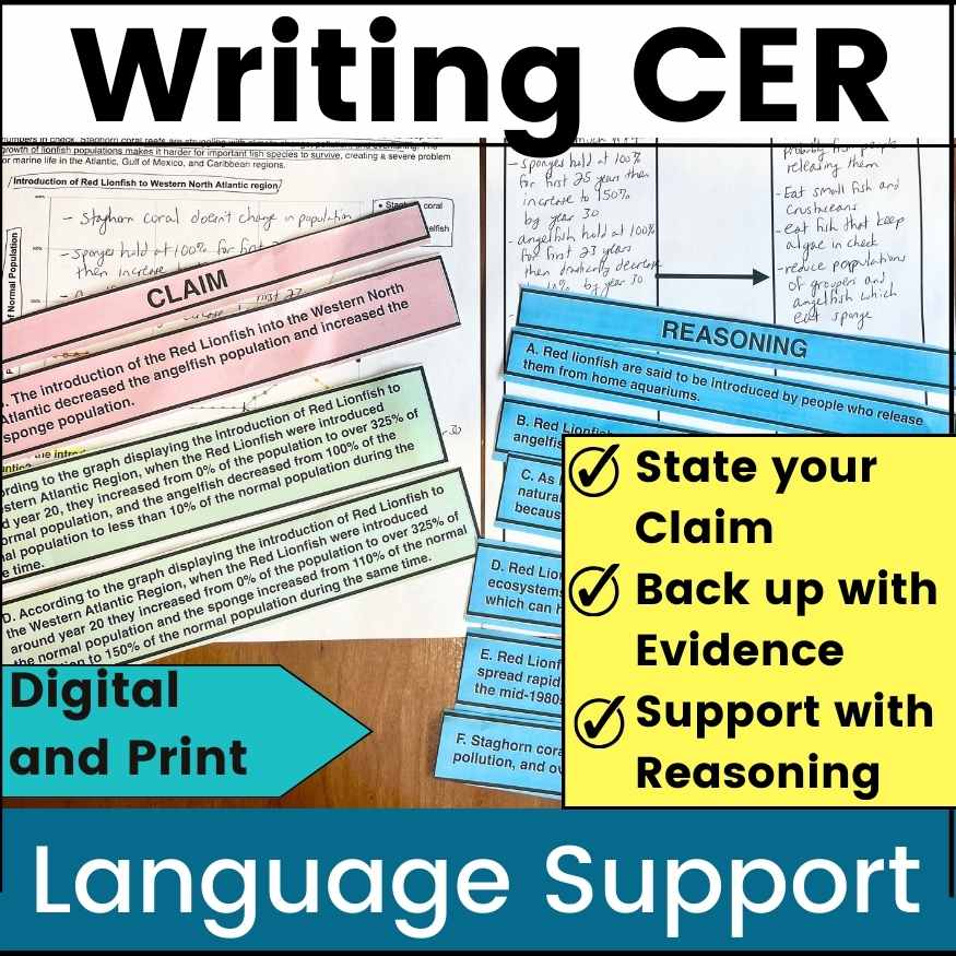 Claim Evidence Reasoning Practice Activities with Data Tables Graphs ...