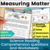 Chemistry Science Reading Comprehension and Worksheets Bundle Covering ...