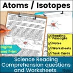 Chemistry Science Reading Comprehension and Worksheets Bundle Covering ...